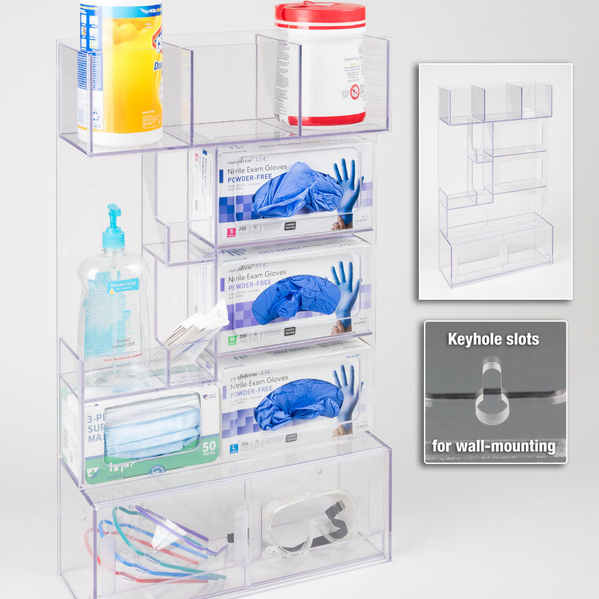 PPE Station-n95, Earloop, Wipe, Glove, Goggle, Handsan - Wall Mount ...