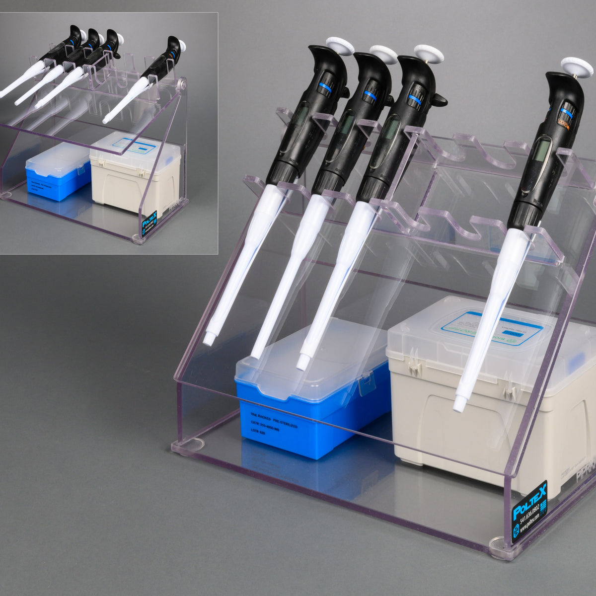 Pipette Rack with Hinged Storage Compartment – Poltex